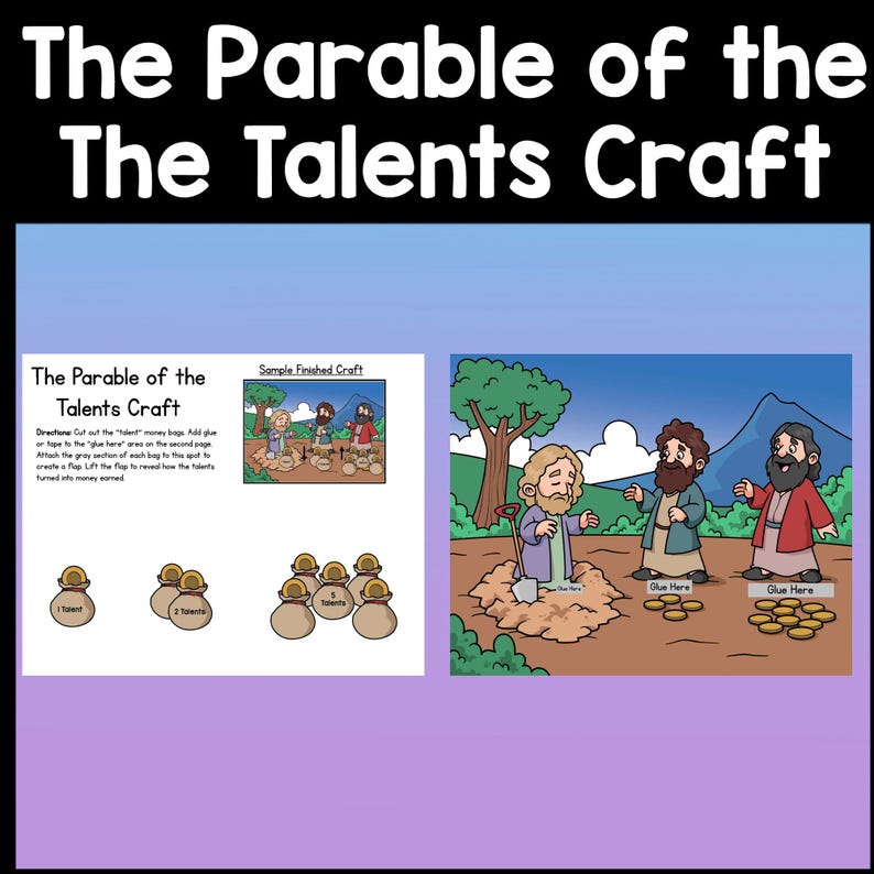 The Parable of the Talents Craft {color and B/W} Sunday School Lesson ...