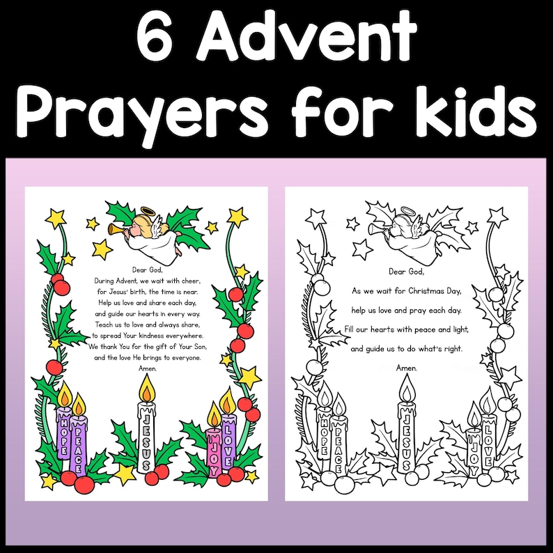 Advent Prayers for Kids {6 Easy to Read Poems in Color and Black and ...