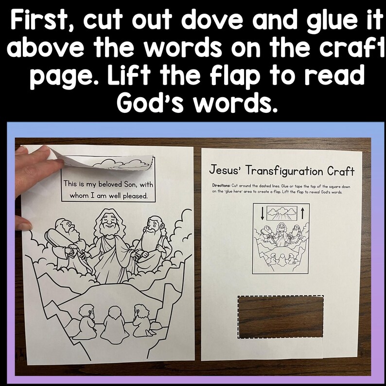 The Transfiguration of Jesus Craft {color and B/W} Sunday School Lesson | Transfiguration of ...