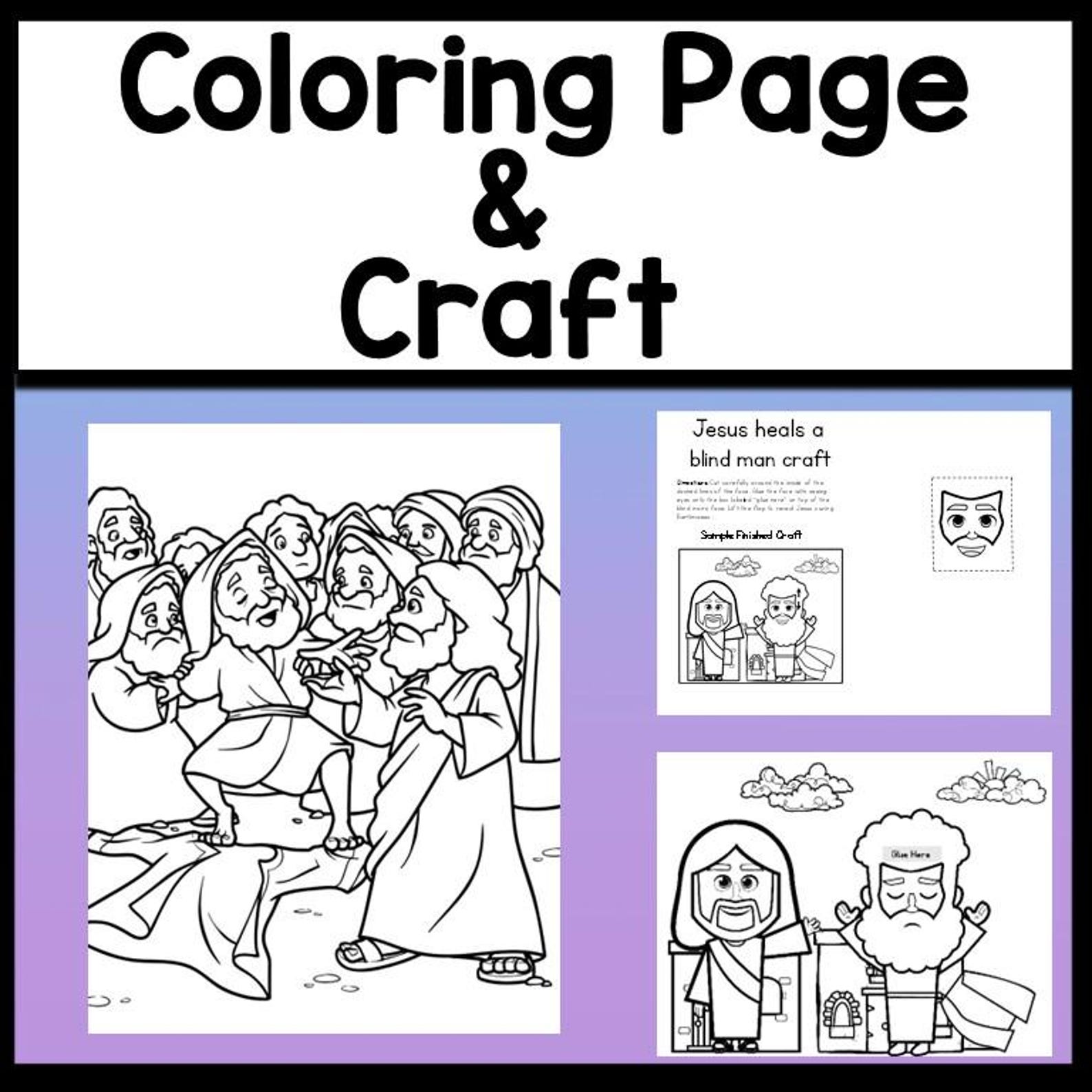 Jesus Heals Blind Bartimaeus Activities {craft, Coloring Page ...