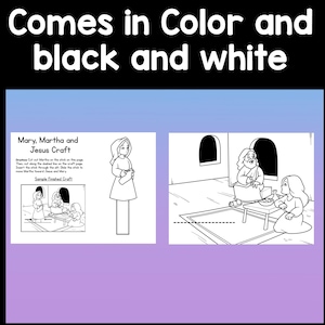 Jesus, Mary, and Martha Craft for Kids {color and B/W} Sunday School ...