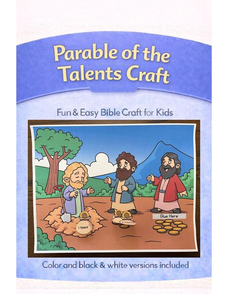The Parable of the Talents Craft {color and B/W} Sunday School Lesson ...