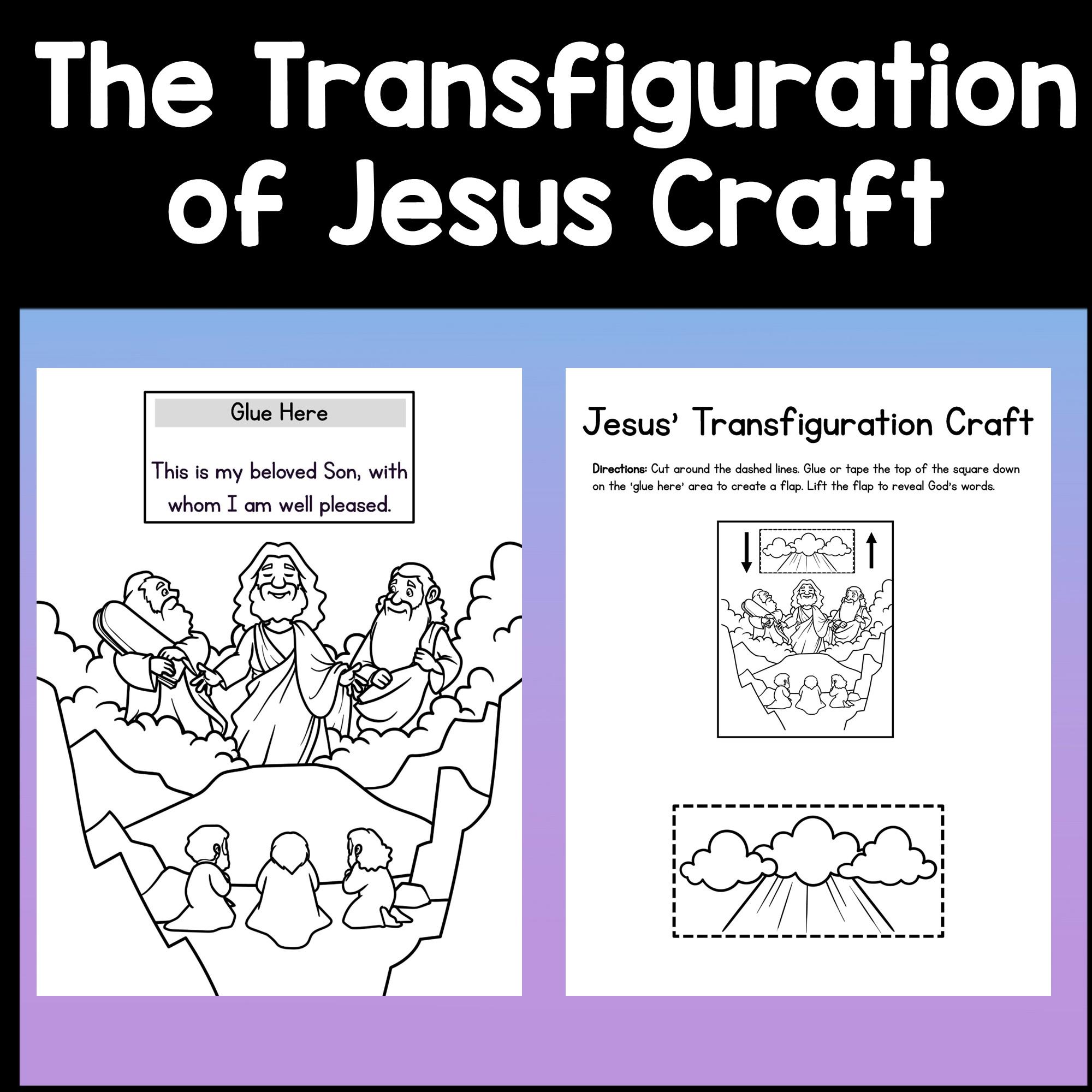 The Transfiguration of Jesus Craft {color and B/W} Sunday School Lesson | Transfiguration of ...