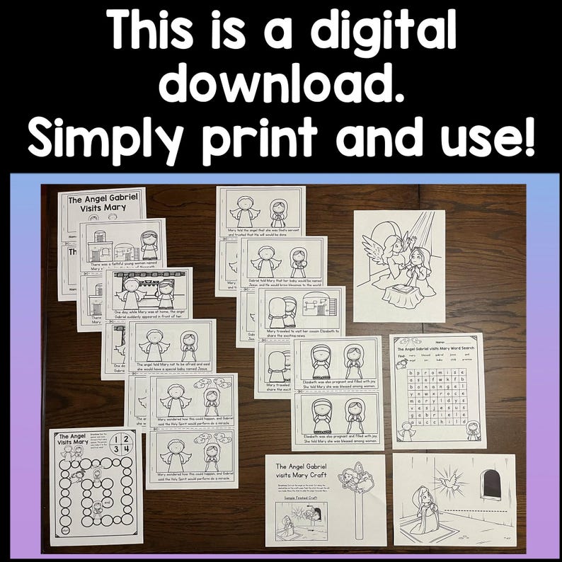 The Angel Gabriel Visits Mary Activities {craft, Coloring Page, Story ...