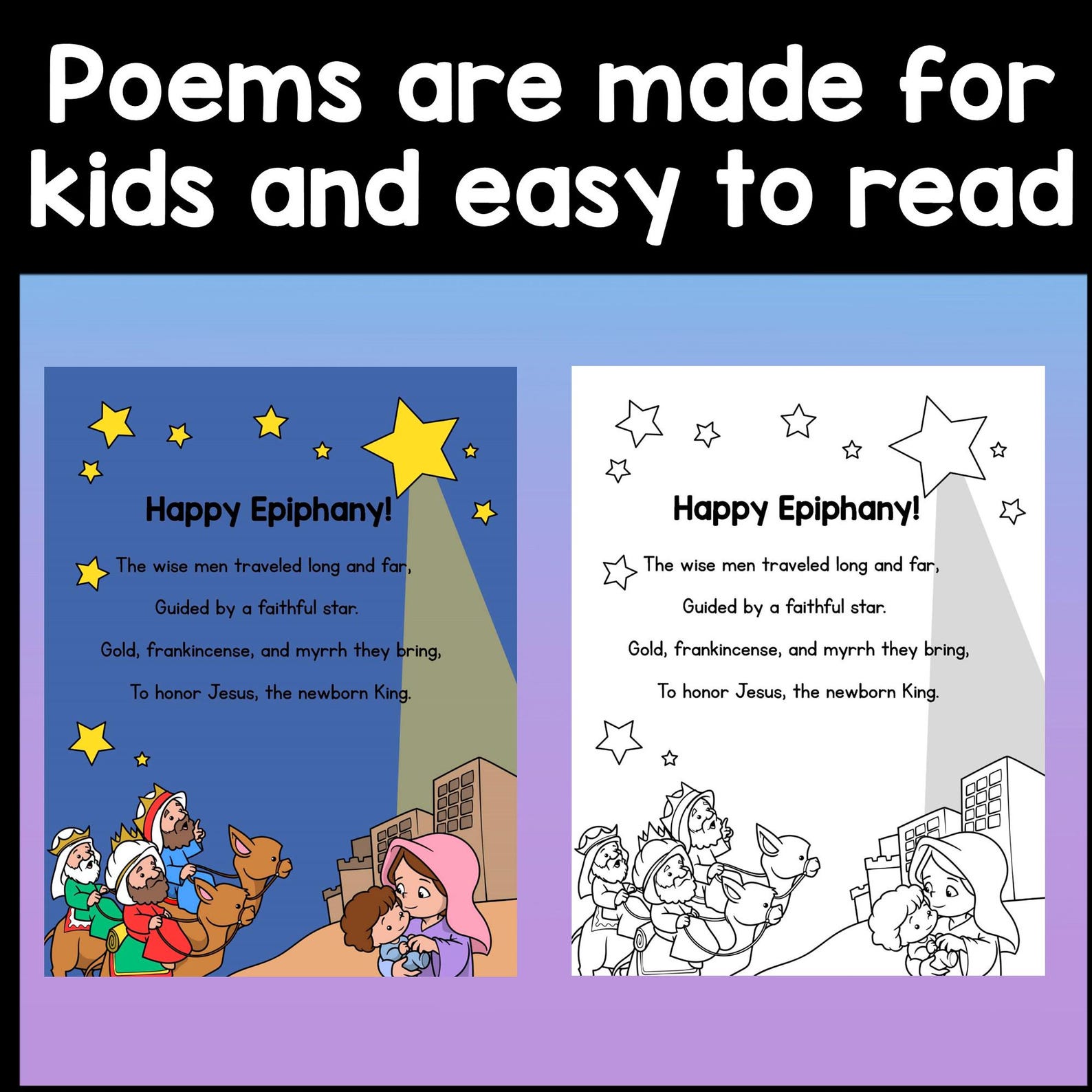 Epiphany Poems for Kids {6 Easy to Read Poems in Color and B/W ...