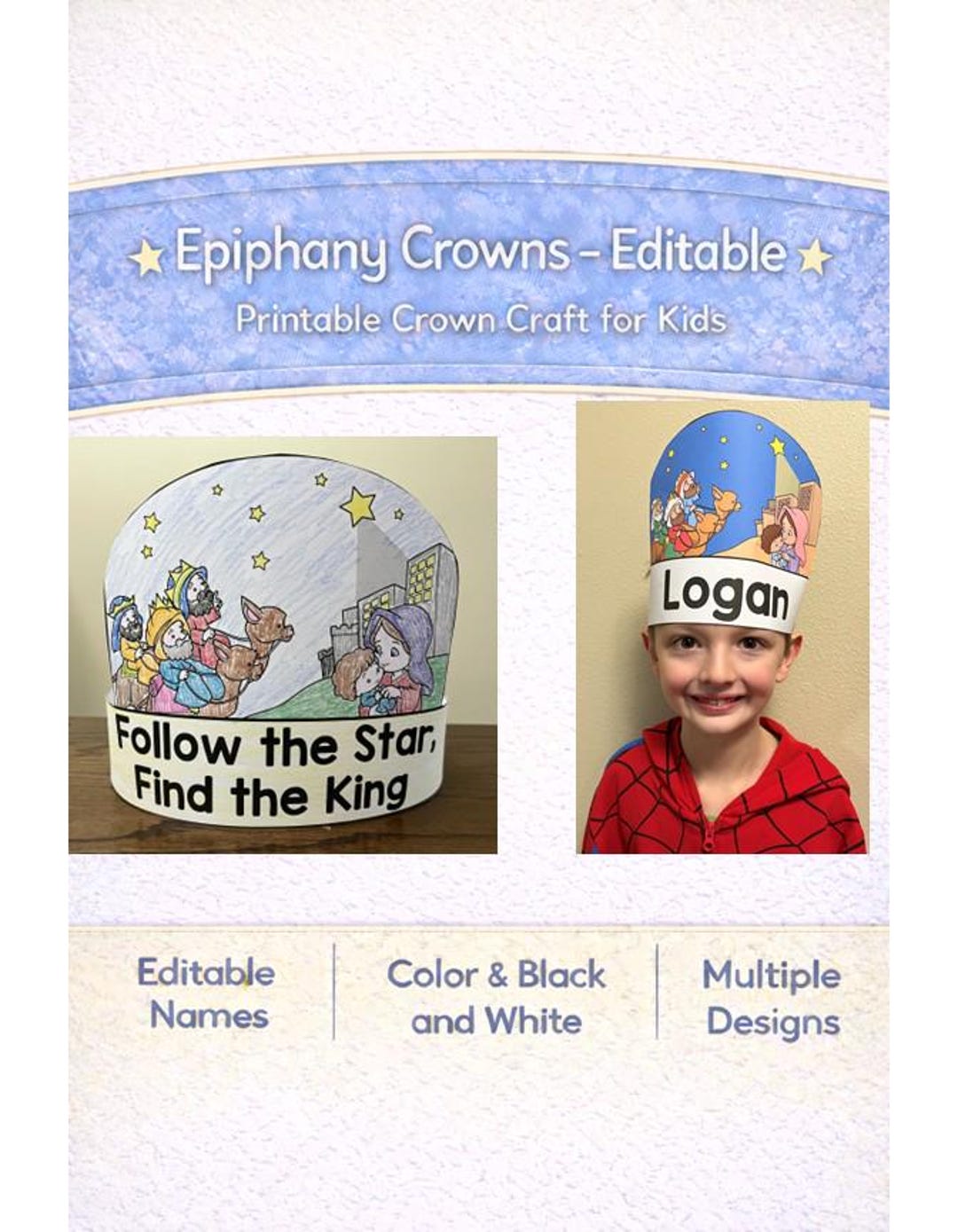 Epiphany Crowns Craft-editable! {6 Designs in Color & B/W} Epiphany ...