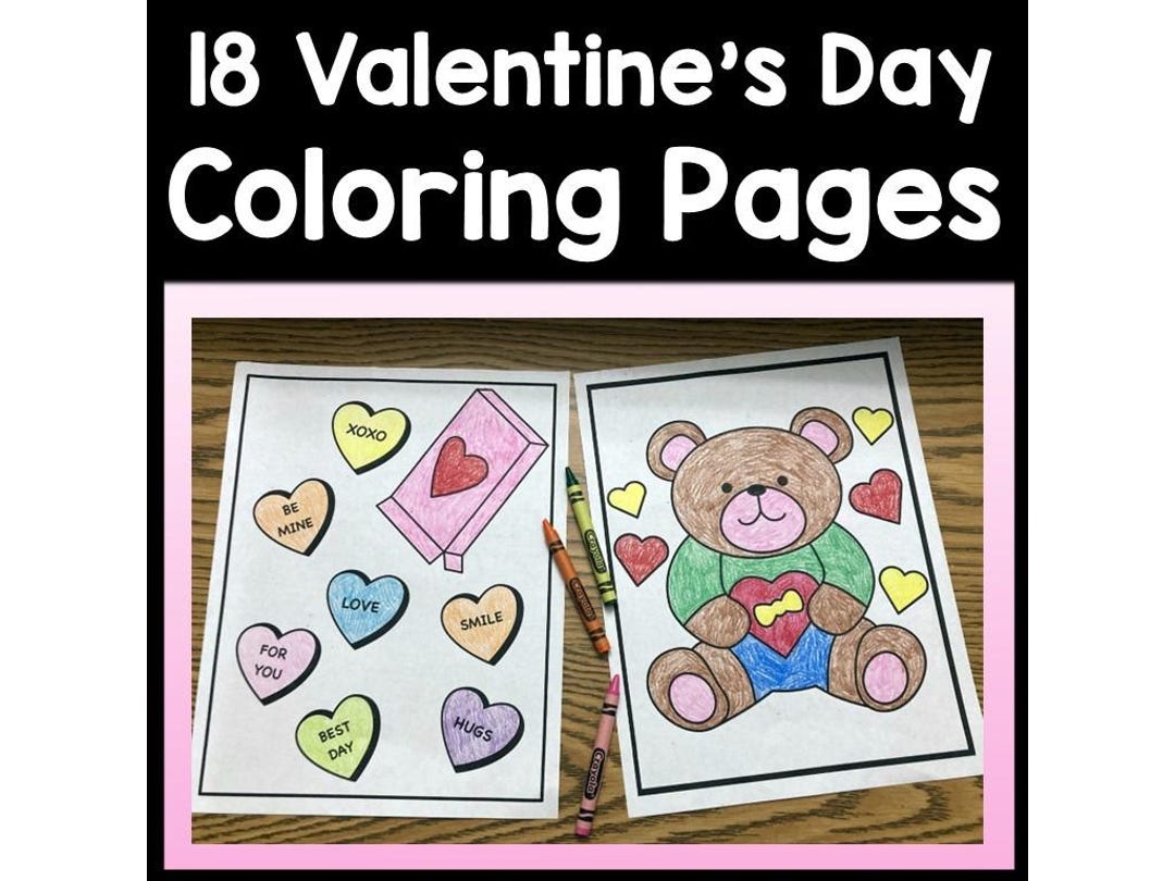 Valentine's Day Coloring Pages for Kids 18 Hand Drawn Sheets PDF ...