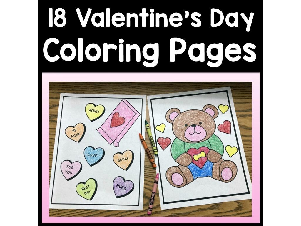 Valentine's Day Coloring Pages for Kids 18 Hand Drawn Sheets PDF ...