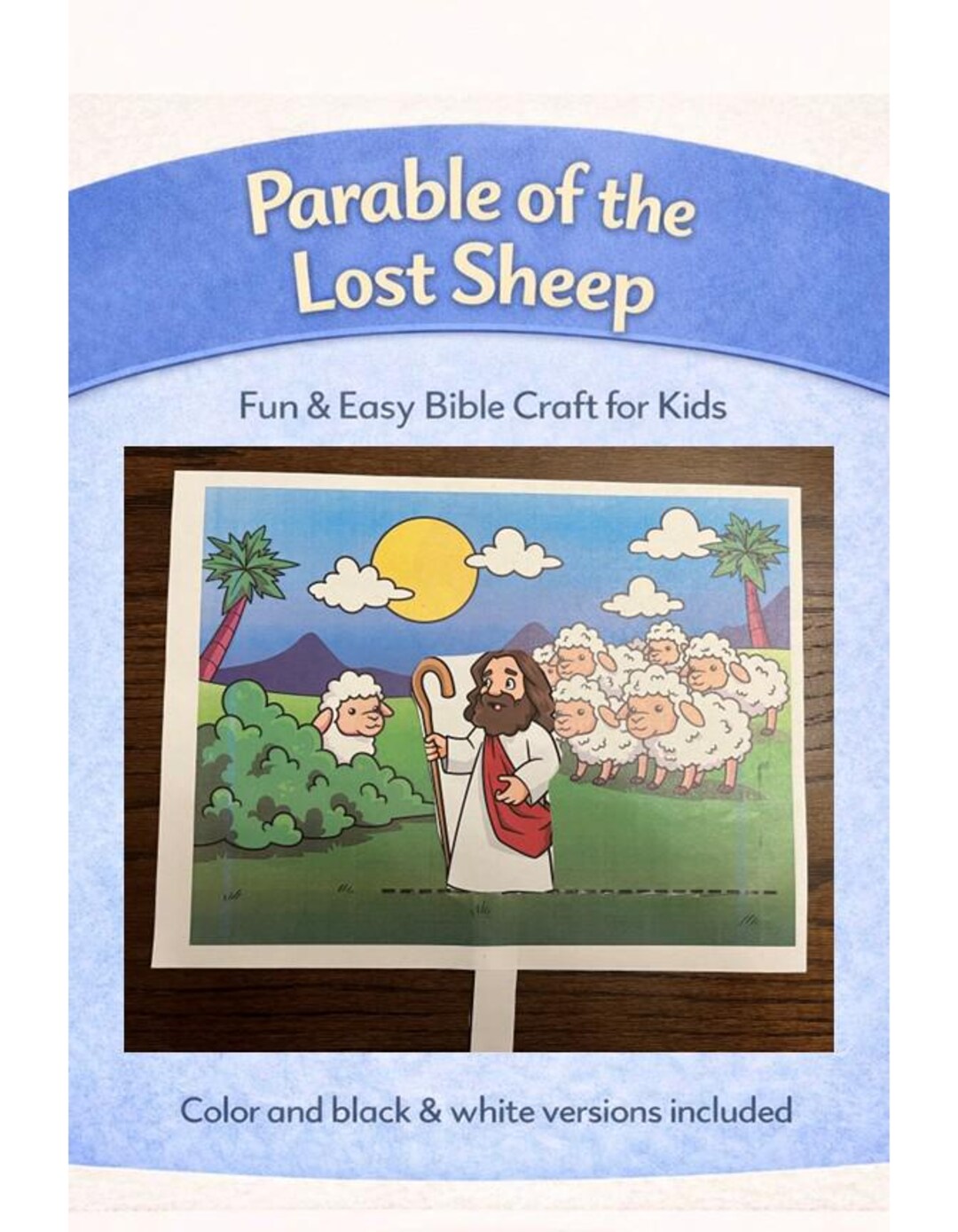 Jesus and the Lost Sheep Craft {color and B/W} | Bible Story Craft ...