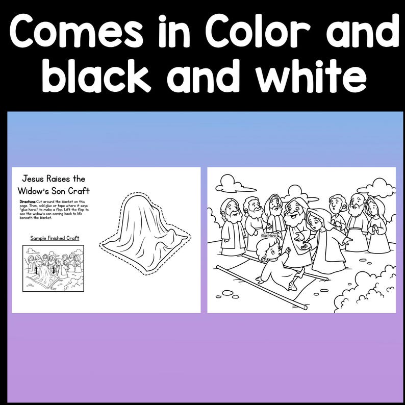 Jesus Raises the Widow's Son From the Dead {color and B/W} Bible Story ...