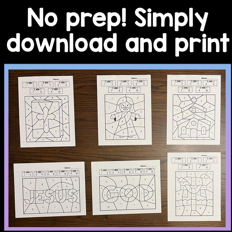 Christian Color by Number 6 Pages {editable!} | Religious Easter ...