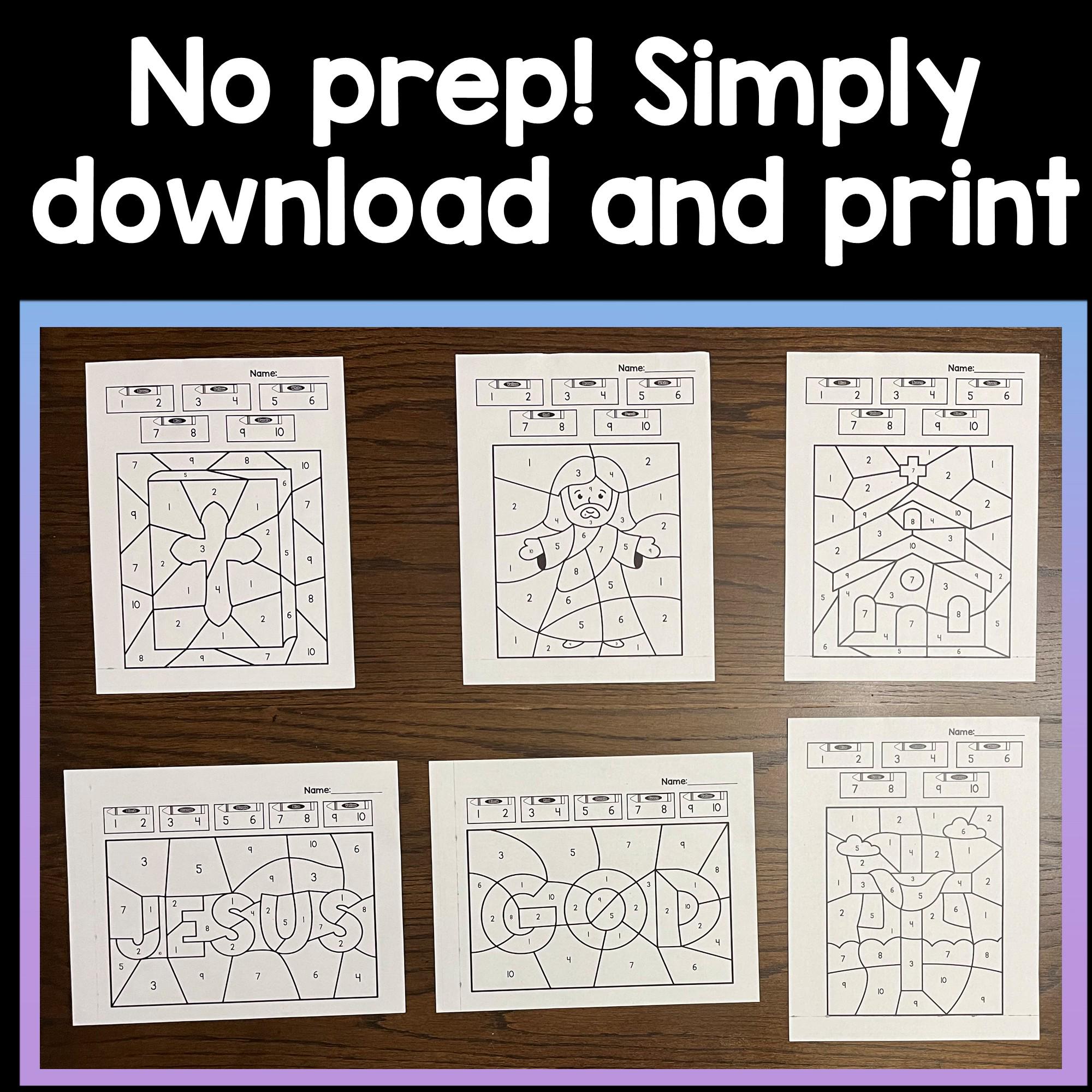 Christian Color by Number 6 Pages {editable!} | Religious Easter ...