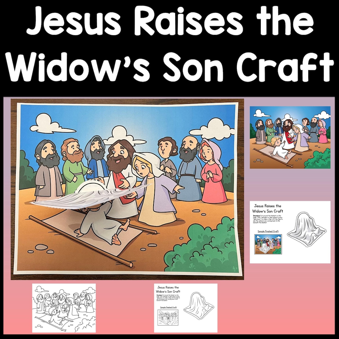 Jesus Raises the Widow's Son From the Dead {color and B/W} Bible Story ...