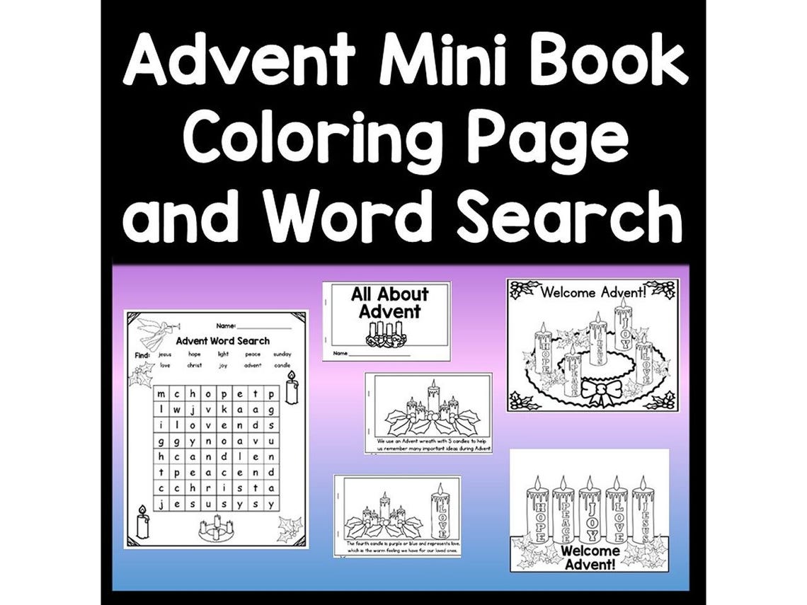 Advent Activities for Kids {word Search, Coloring Page, Book, Craft ...
