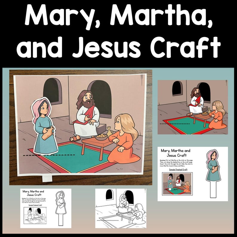 Jesus, Mary, and Martha Craft for Kids {color and B/W} Sunday School ...
