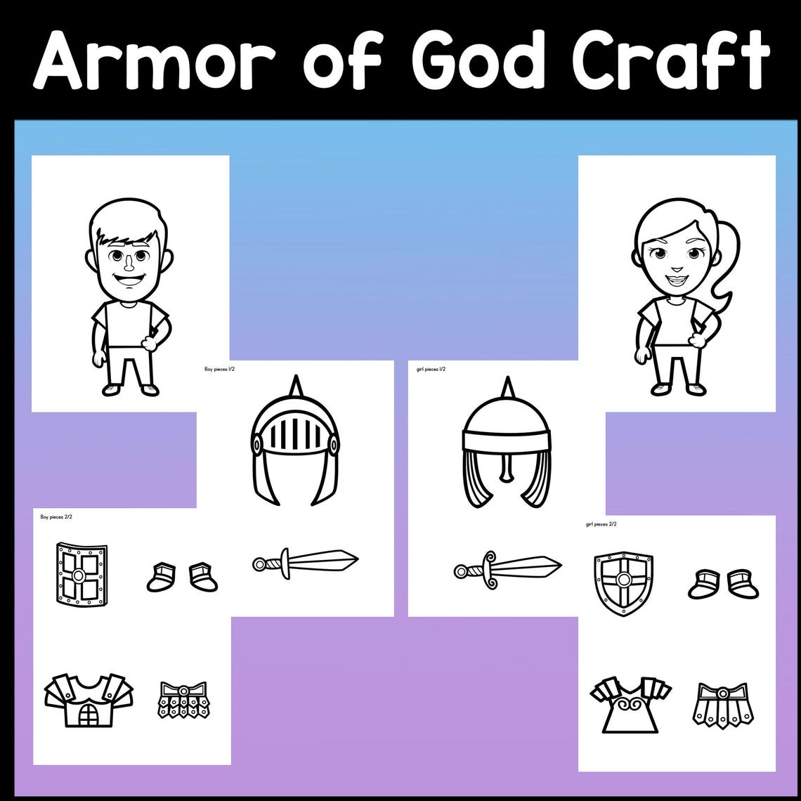 Armor of God Printables {coloring Page, Craft, Story Book!} Bible Verse ...