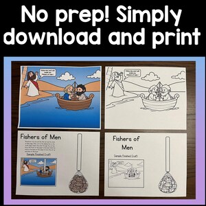 Jesus Calls His Fishers of Men Sunday School Bible Craft {color and B/W ...