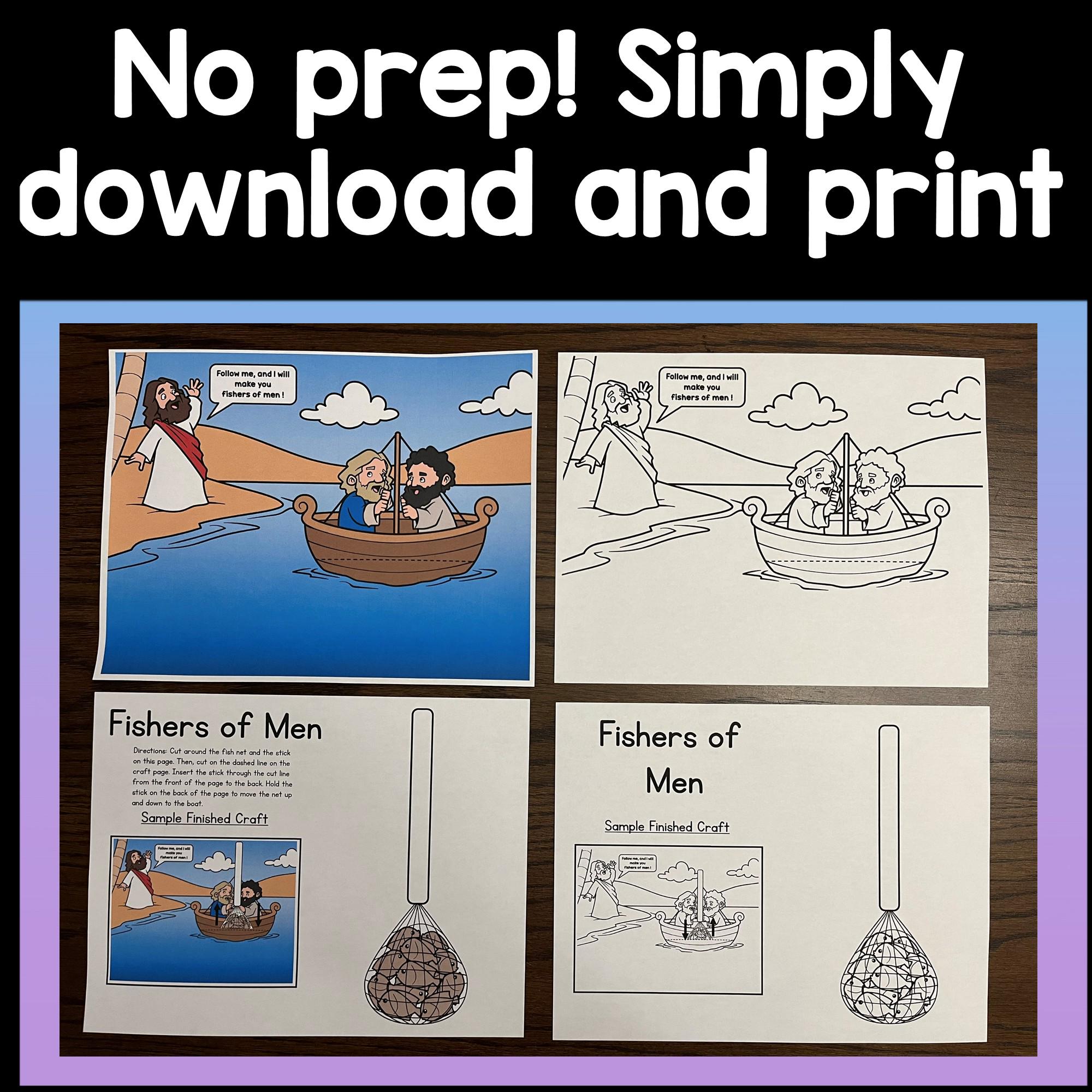 Jesus Calls His Fishers of Men Sunday School Bible Craft {color and B/W ...
