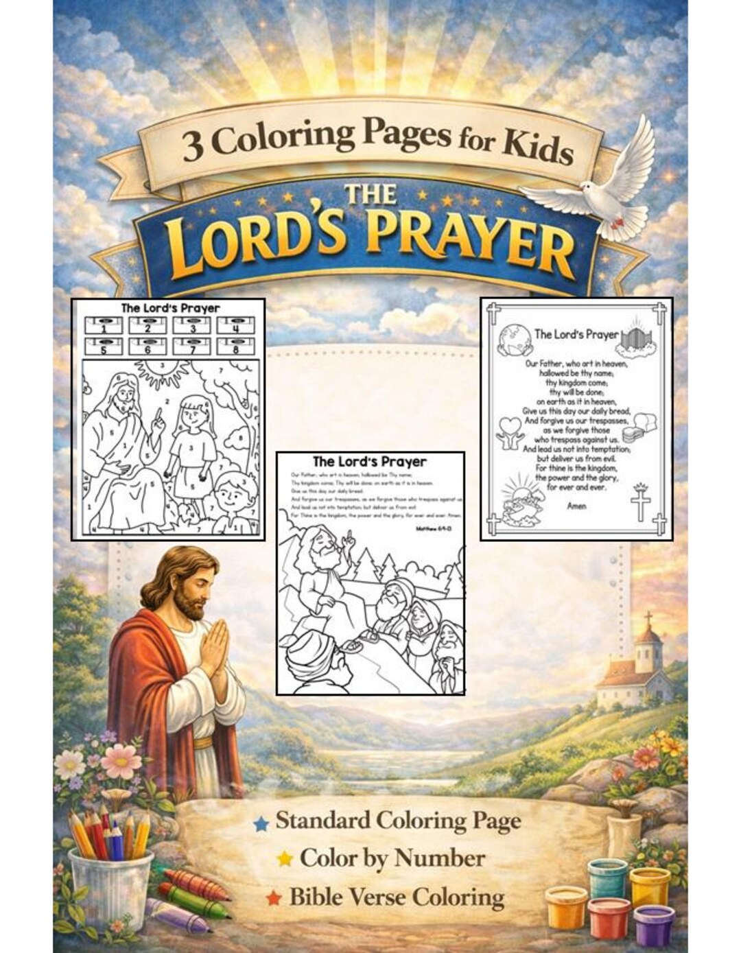 Lord’s Prayer Coloring Pages | Bible Story Color | Bible Verse Tracing ...