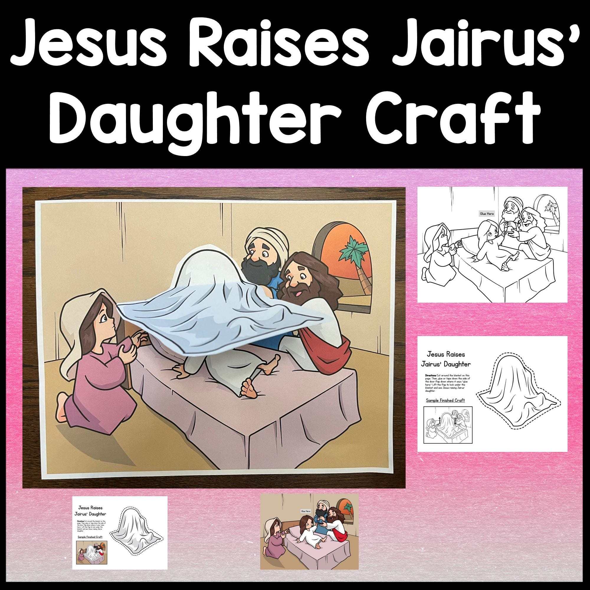Jesus Raises Jairus' Daughter Craft {color and B/W!} Bible Story Craft ...