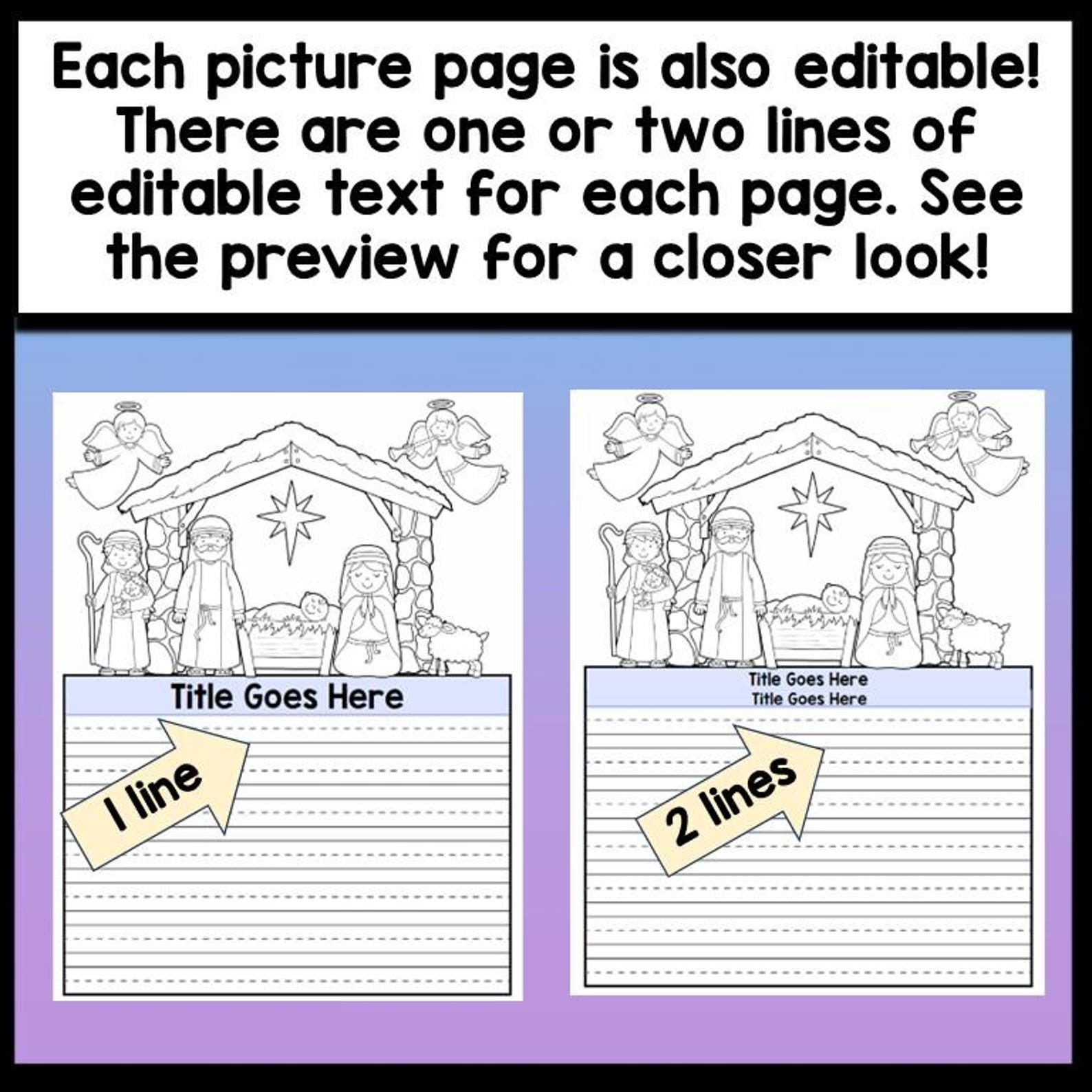 Religious Christmas Writing Prompts -editable! {24 Nativity Writing ...