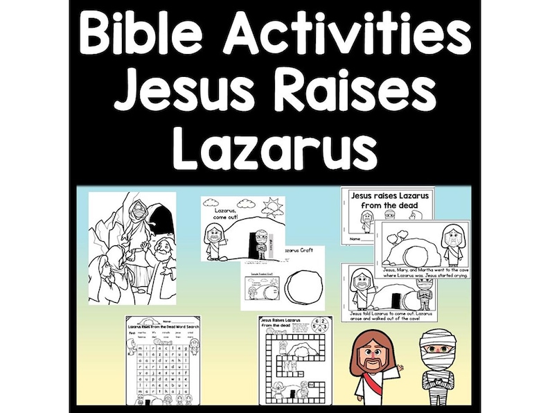 Jesus Raises Lazarus From the Dead 5 Activities Craft & Coloring Page ...