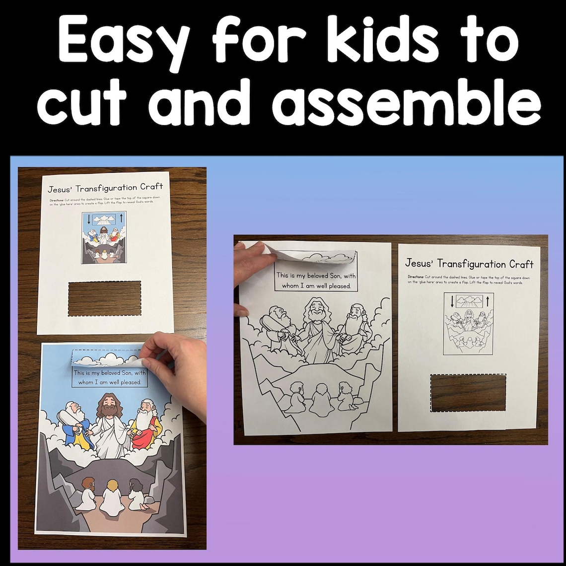 The Transfiguration of Jesus Craft {color and B/W} Sunday School Lesson ...