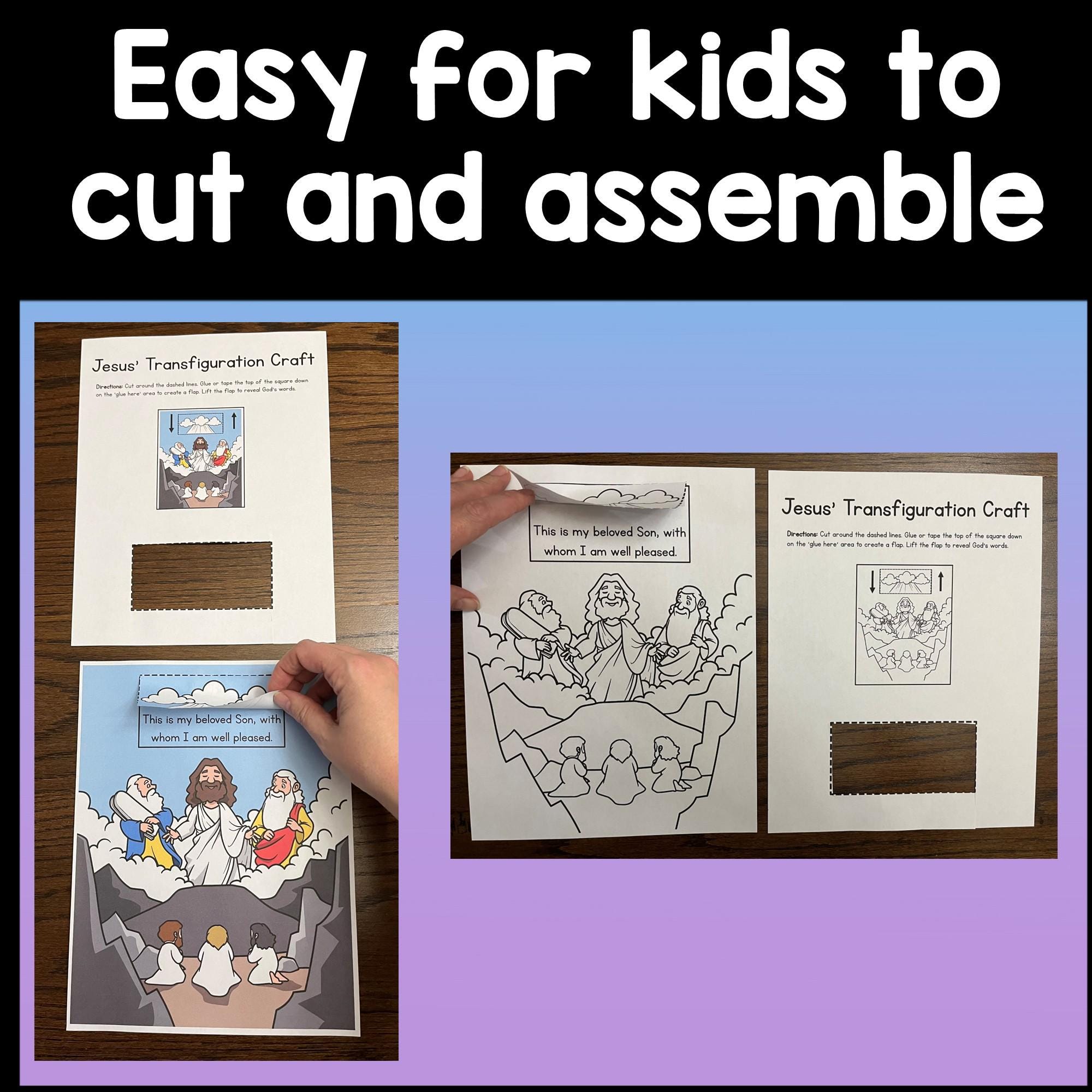 The Transfiguration of Jesus Craft {color and B/W} Sunday School Lesson ...