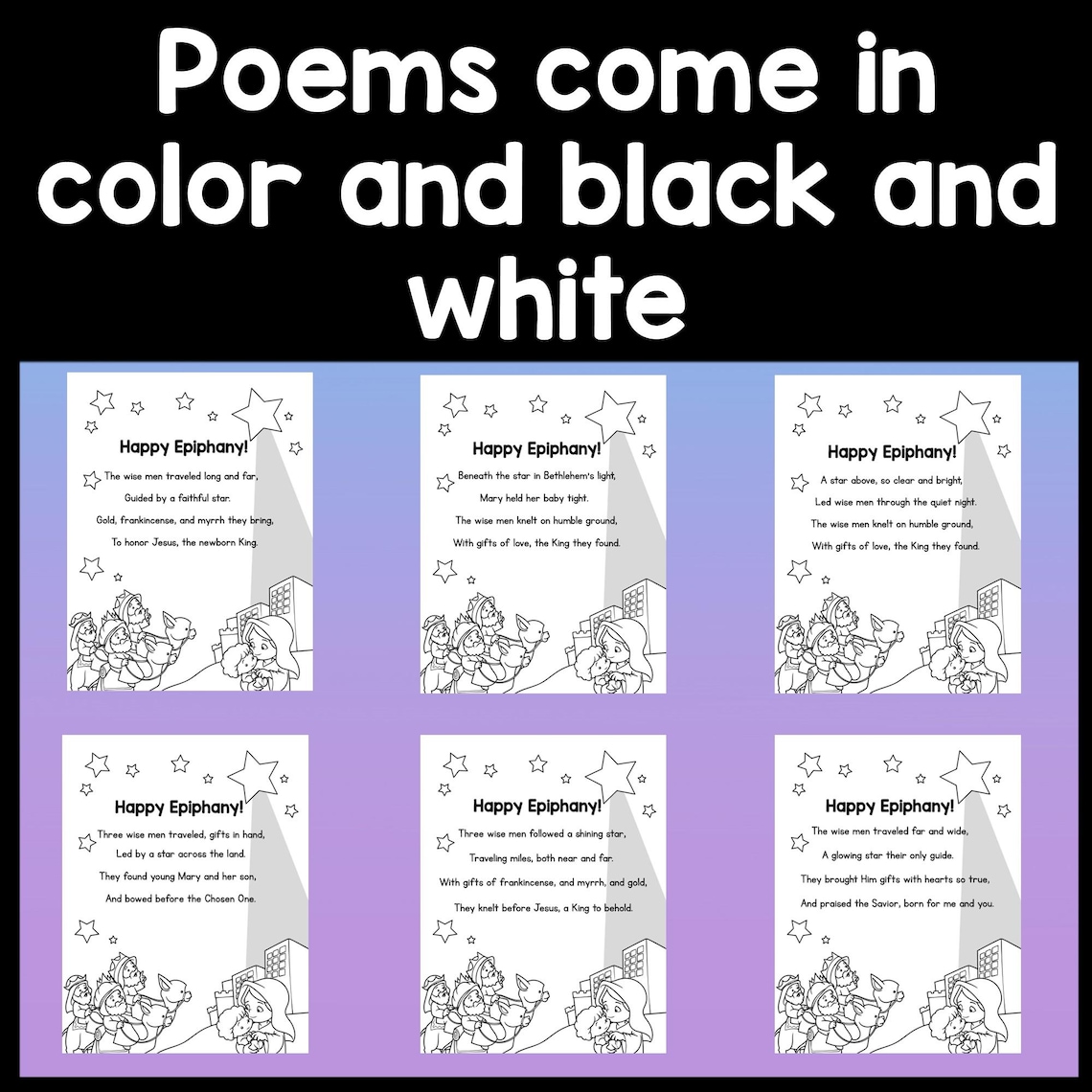 Epiphany Poems for Kids {6 Easy to Read Poems in Color and B/W ...