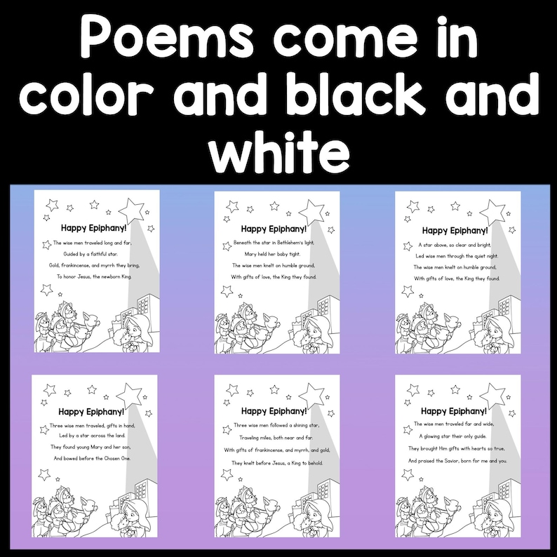 Epiphany Poems for Kids {6 Easy to Read Poems in Color and B/W ...