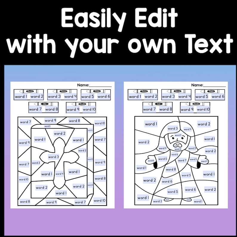 Christian Color by Number Pages {6 Pages} Editable Faith Based Coloring ...