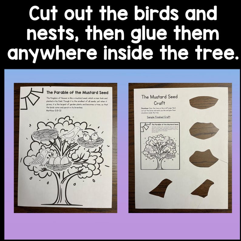 The Parable of the Mustard Seed Craft {color and B/W} Sunday School ...