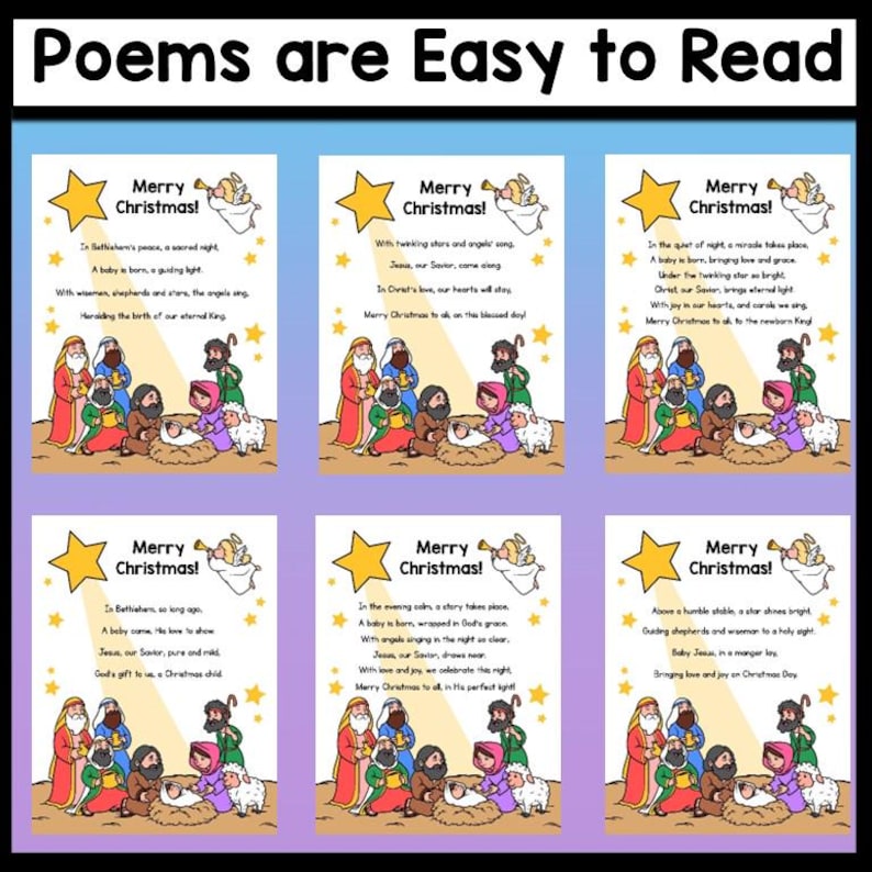Nativity Poems for Kids {6 Easy to Read Poems in Color and B/W ...