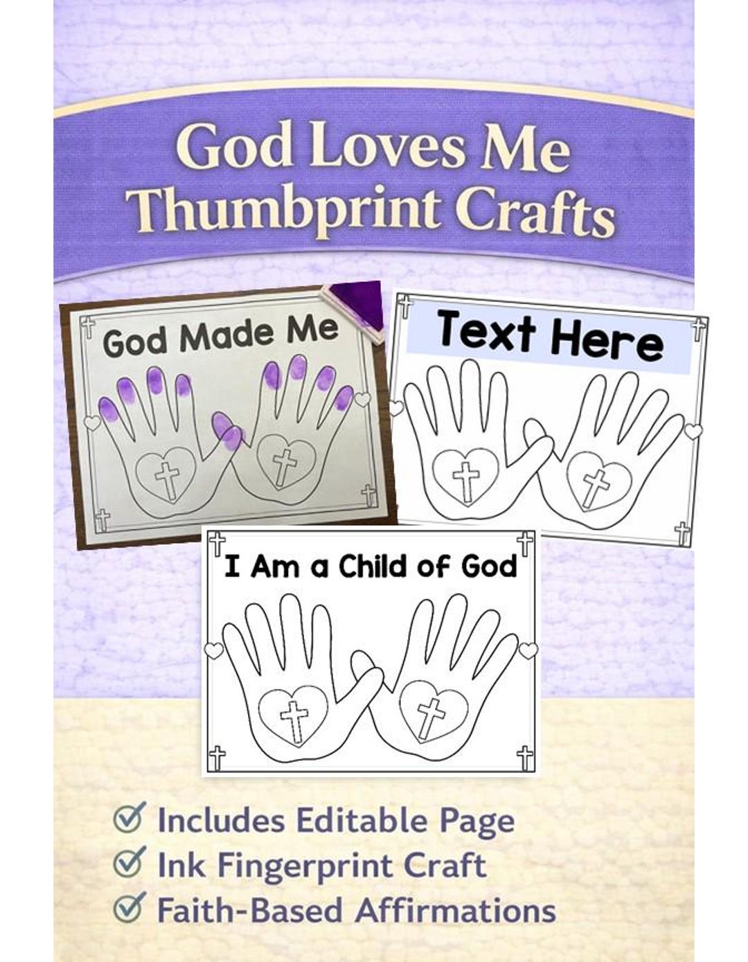 God Made Me Fingerprint Craft Editable Activity | Christian Handprint ...