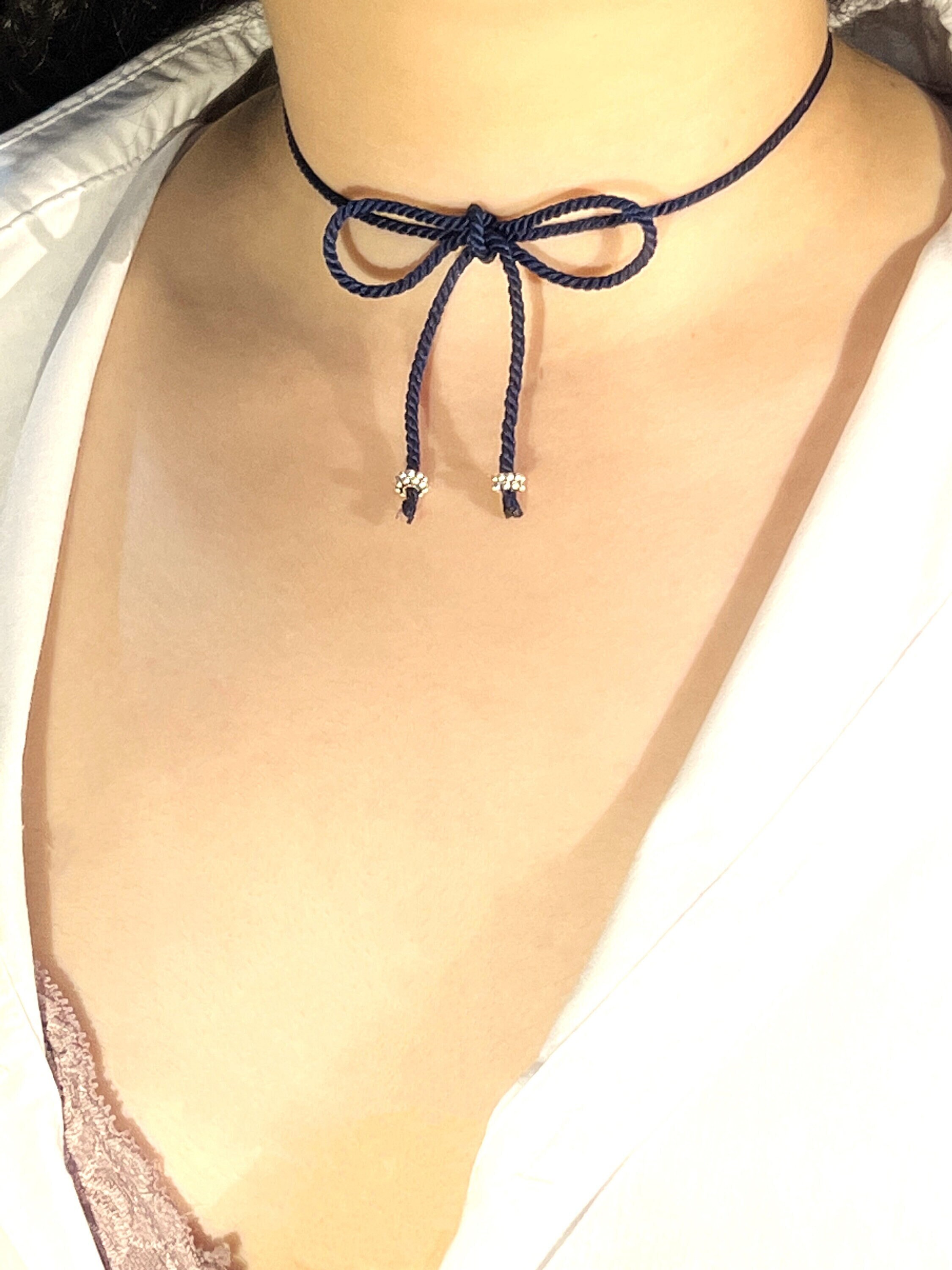 Dainty Bow Choker Necklace, Bow Chokers,ribbon Bow Choker,dangling Bow ...