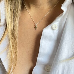 Sterling Silver Tiny Cross Necklace,baptism Gift,religious Delicate ...