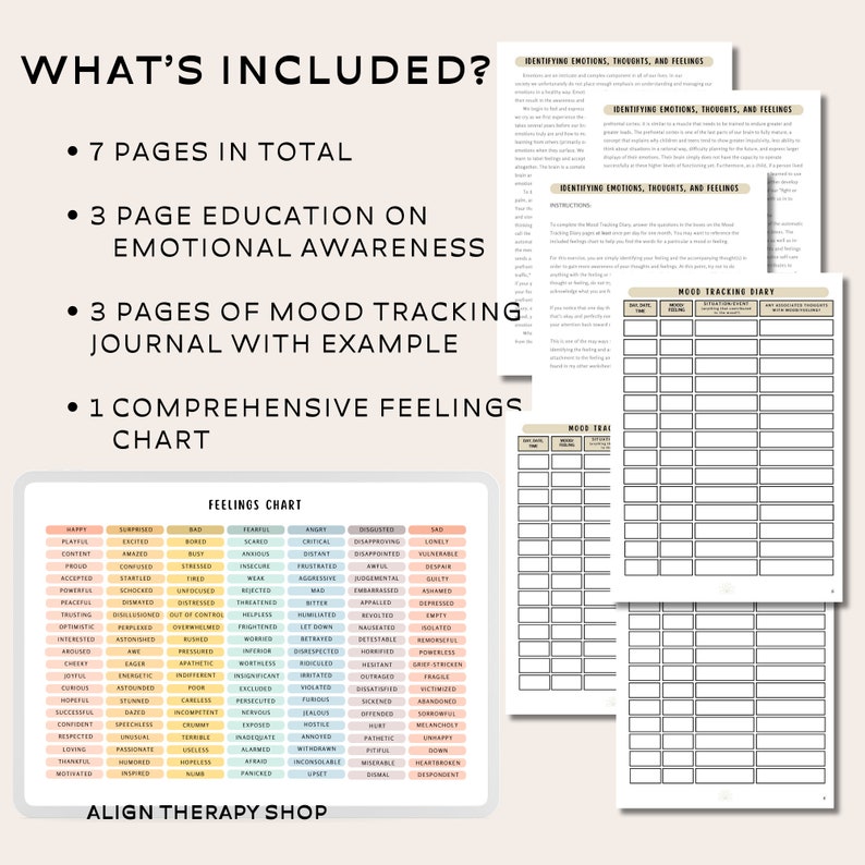 Daily Mood Tracker Printable Emotion Tracker and Feelings Journal Mood ...