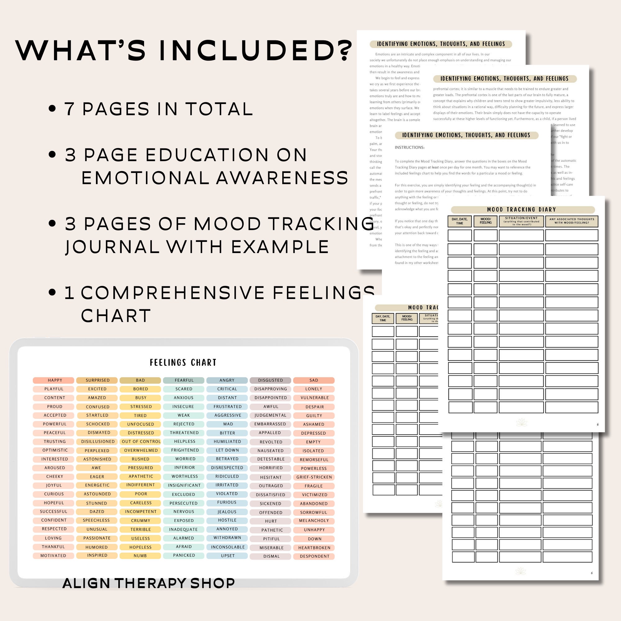 Daily Mood Tracker Printable Emotion Tracker and Feelings Journal Mood ...