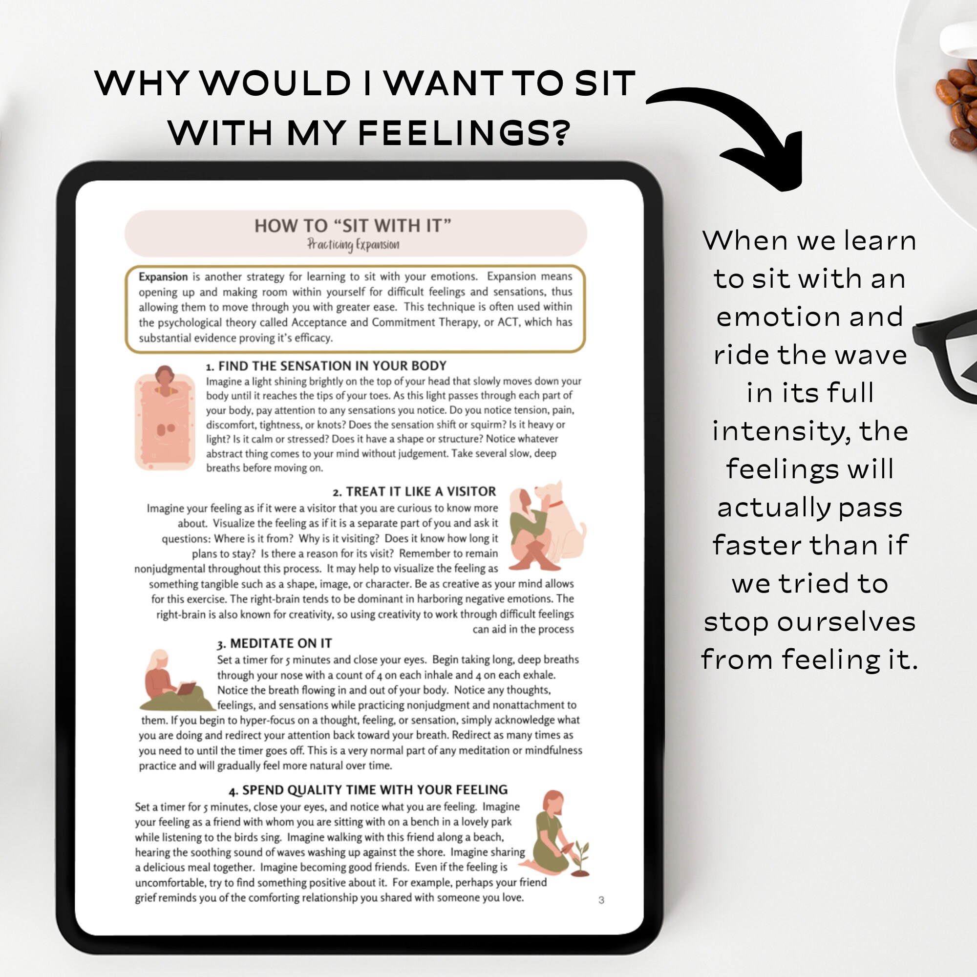 Sitting With Your Feelings, Emotional Regulation Worksheet, Mental ...