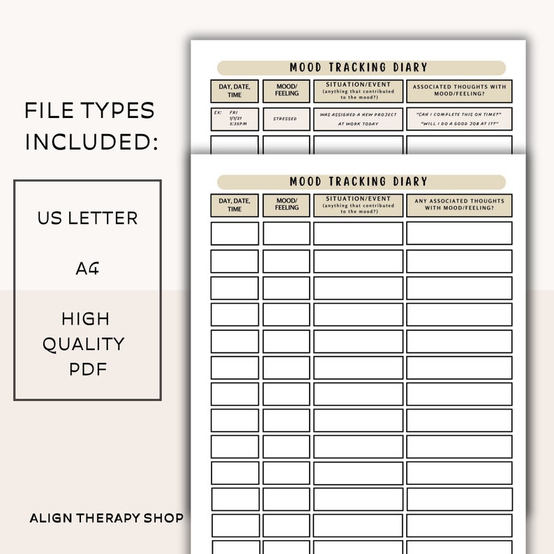 Daily Mood Tracker Printable Emotion Tracker and Feelings Journal Mood ...