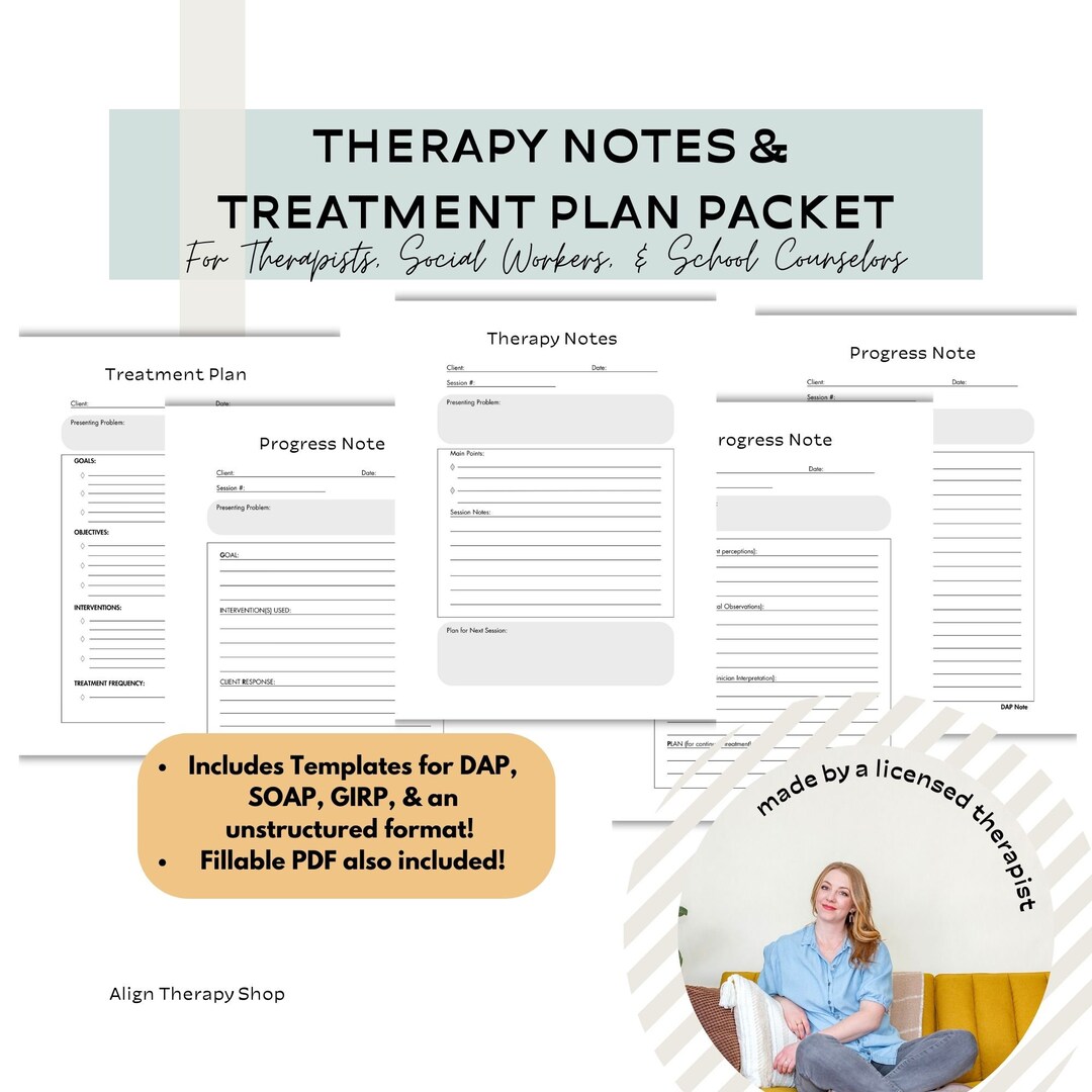Therapist Progress Notes and Treatment Plan Template for Therapists ...