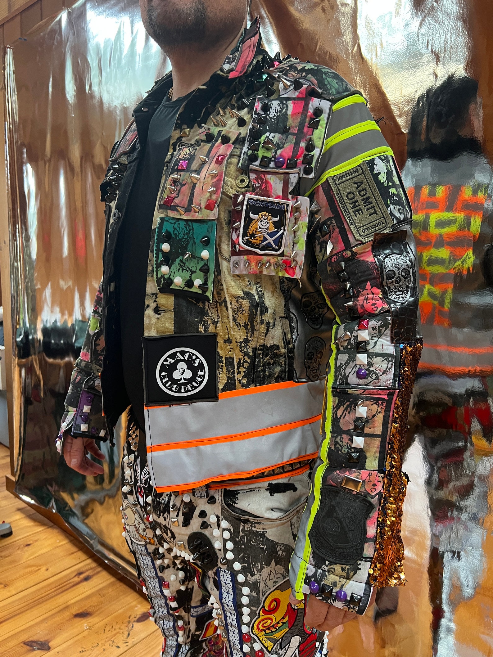 Statement Denim Jacket: Koozies, Patches, and Studs Upcycled, One-of-a ...