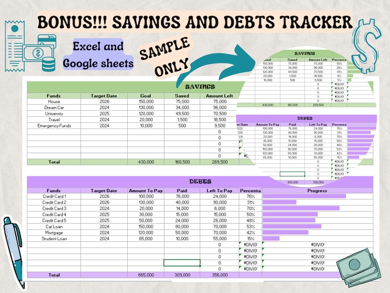 Monthly Budget Tracker Sheet, Excel Budget Tracker Sheet, Google Sheet ...