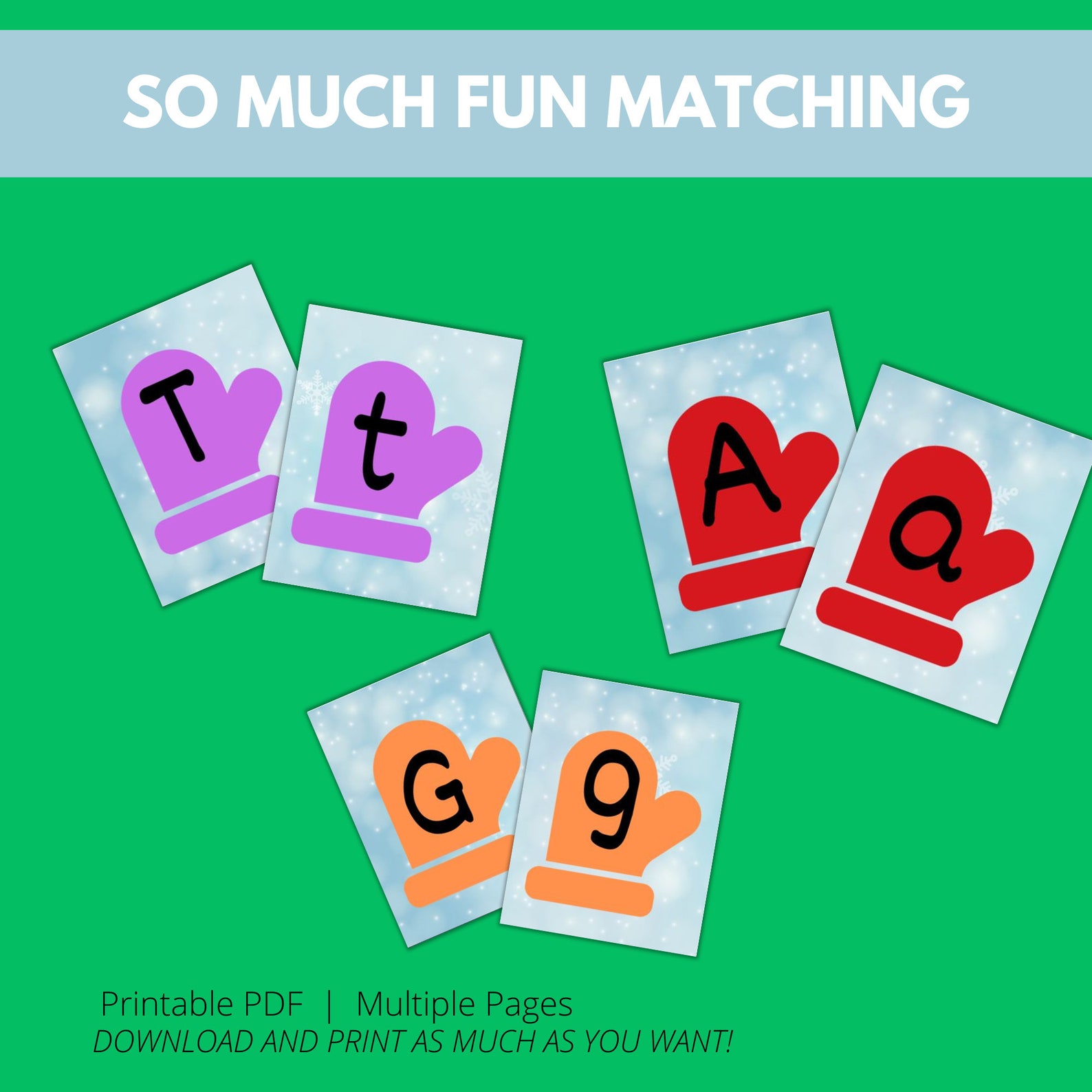 Winter Letter Matching, Mitten Letter Matching, Winter Preschool ...