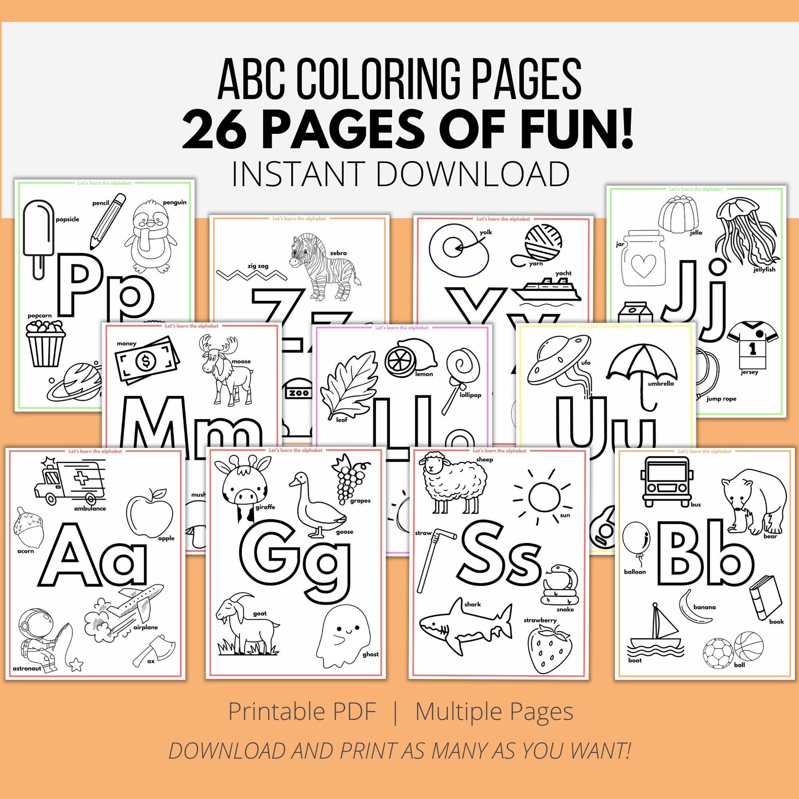 Alphabet Coloring Pages, ABC Coloring, Preschool Coloring Pages ...