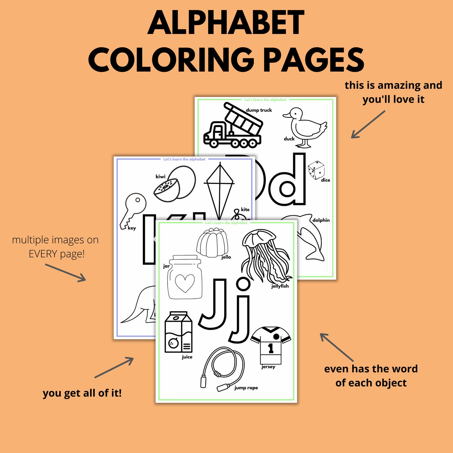 Alphabet Coloring Pages, ABC Coloring, Preschool Coloring Pages ...