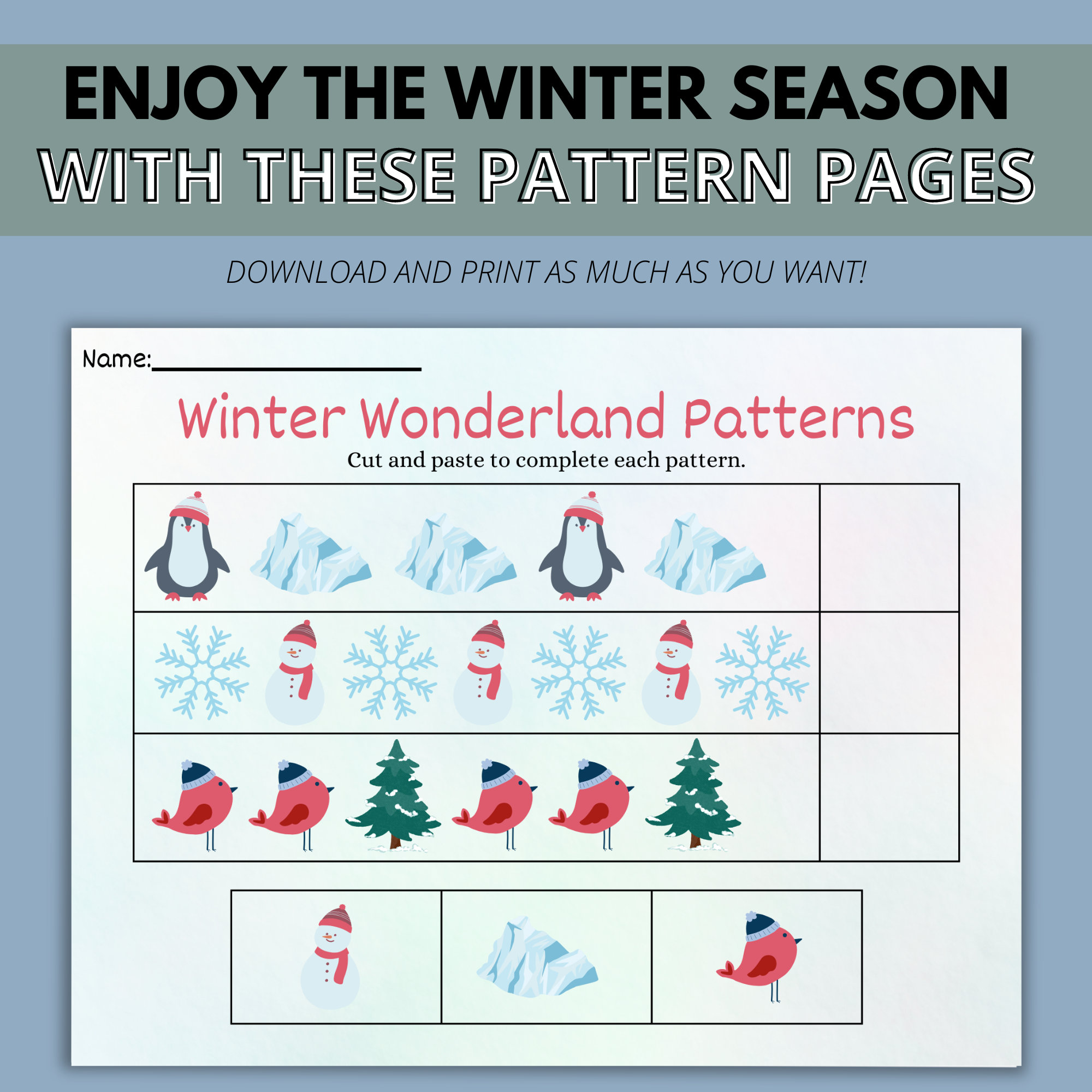 Winter Wonderland Patterns, Winter Patterns, Preschool Patterns, Winter ...