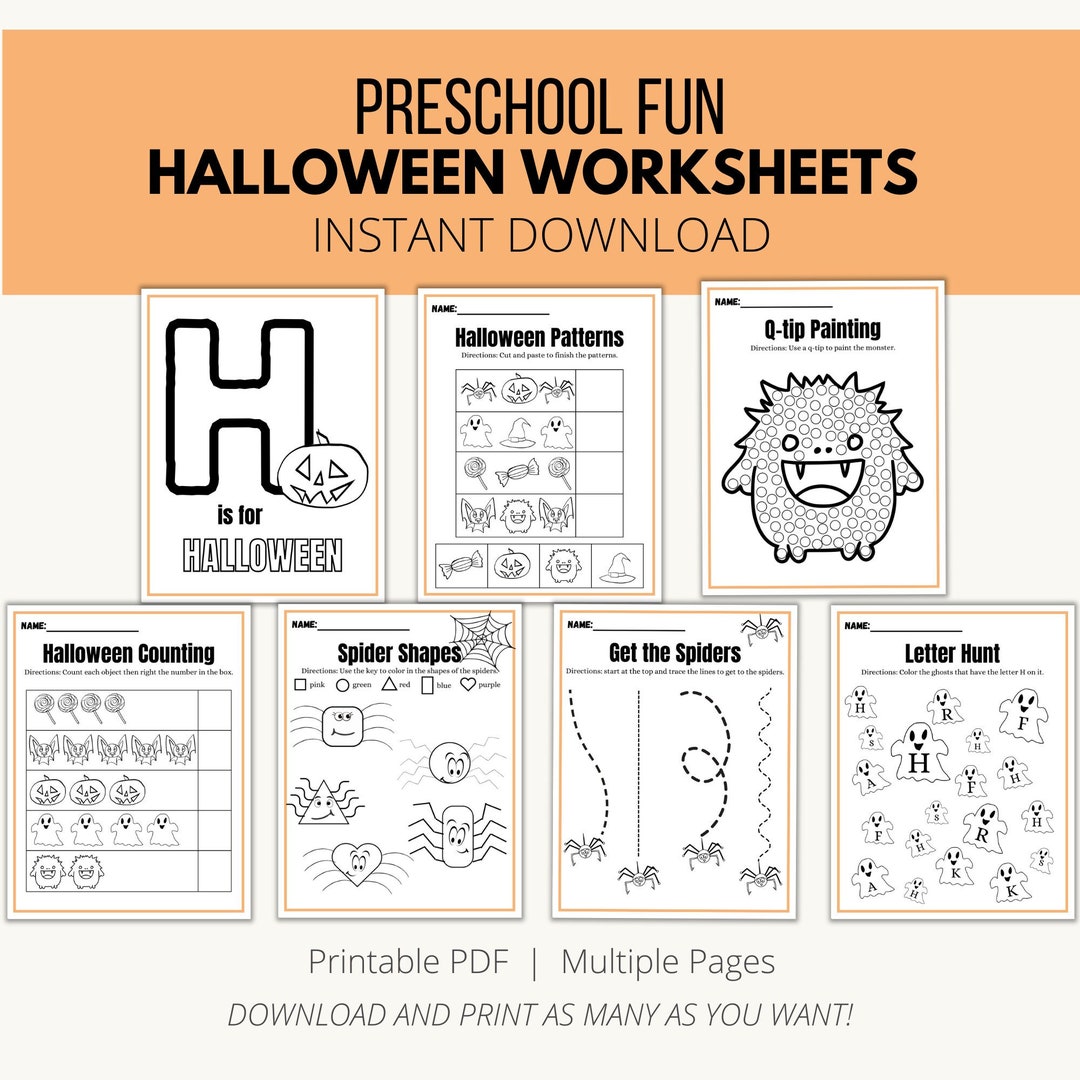 Halloween Activity Worksheets, Halloween Preschool Worksheets, Toddler ...