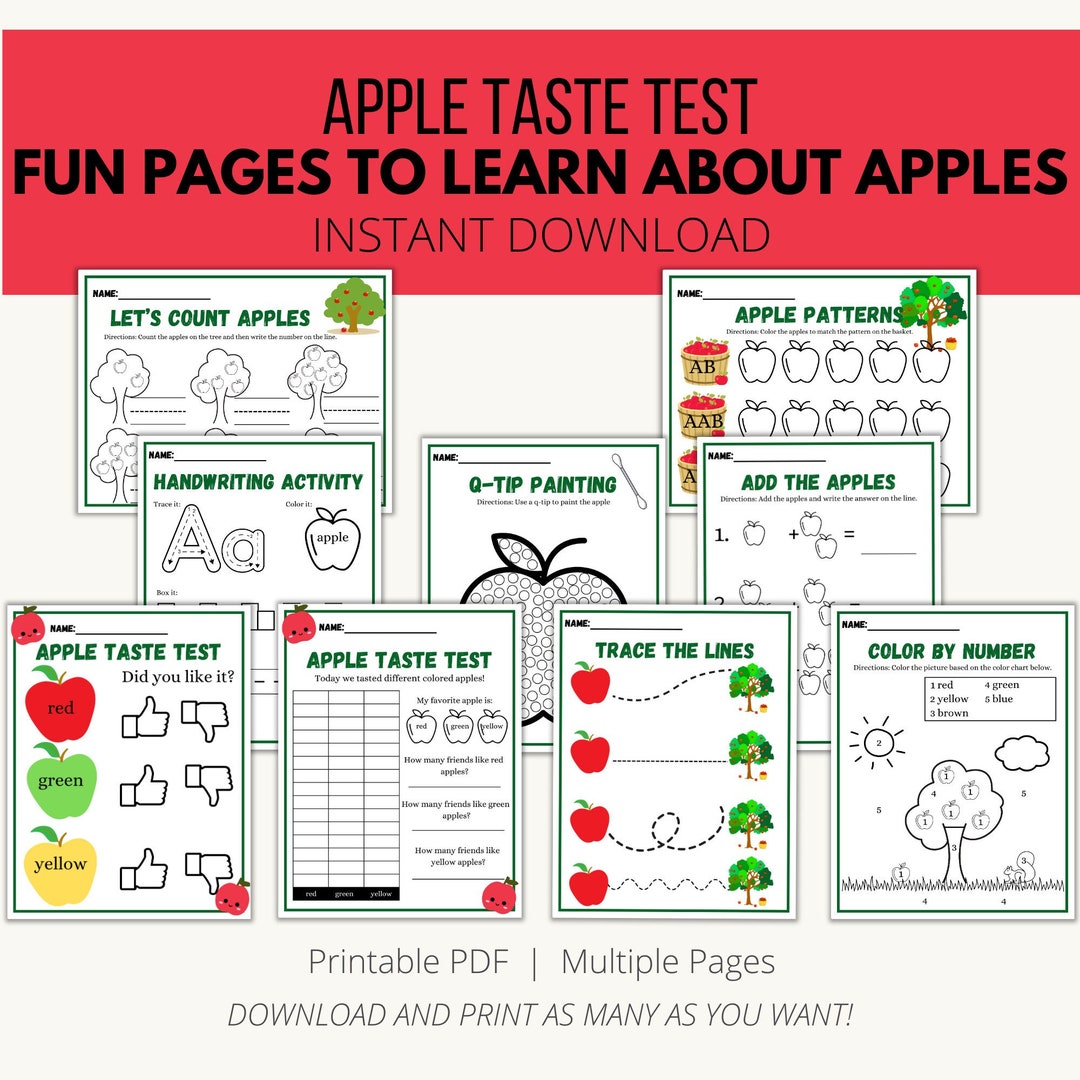 Apple Taste Test Activity Printable, Preschool Apple Unit, Apple ...