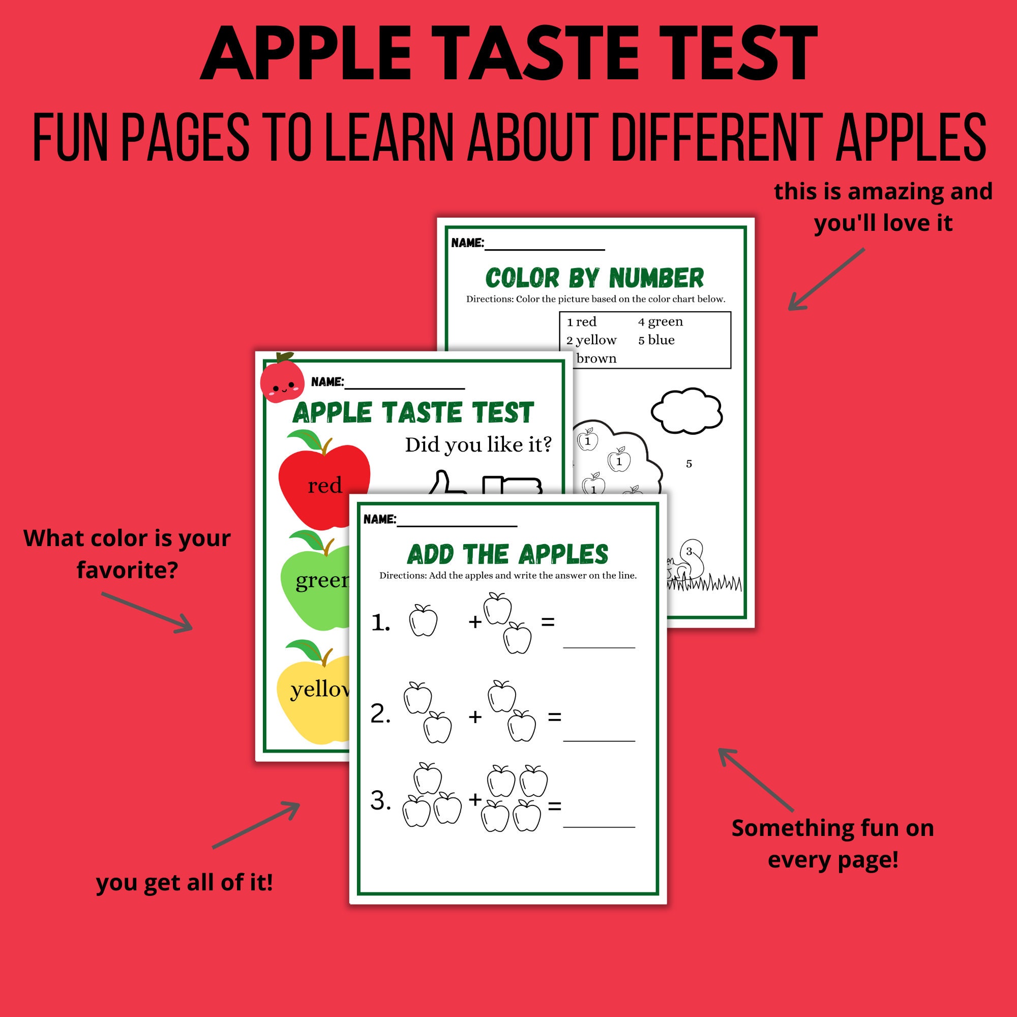 Apple Taste Test Activity Printable, Preschool Apple Unit, Apple ...